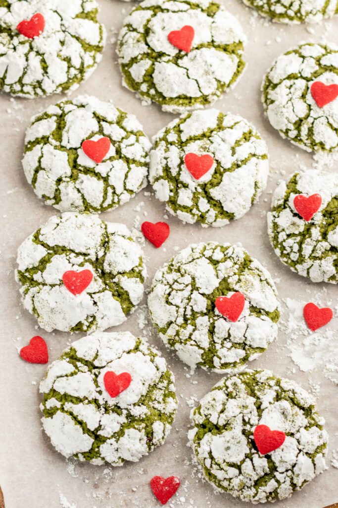 Grinch Cookies (Matcha Crinkle Cookies) - Maria's Munchies