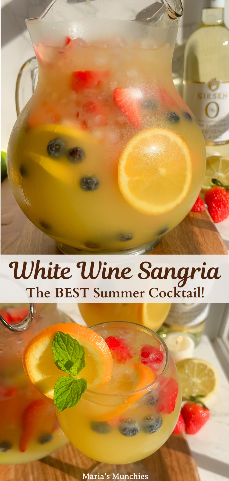 White Wine Sangria (Perfect for Summer) - Maria's Munchies